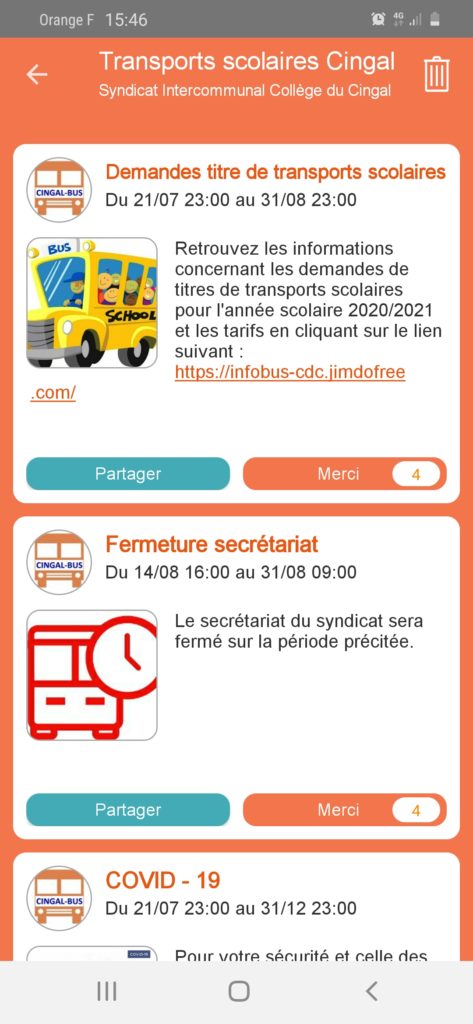 Application transports scolaires | Commune de Saint Germain le Vasson